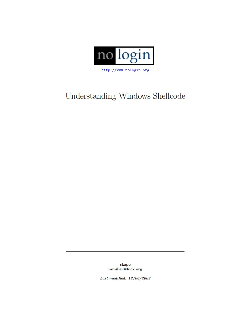 Understanding Windows Shellcode | Security